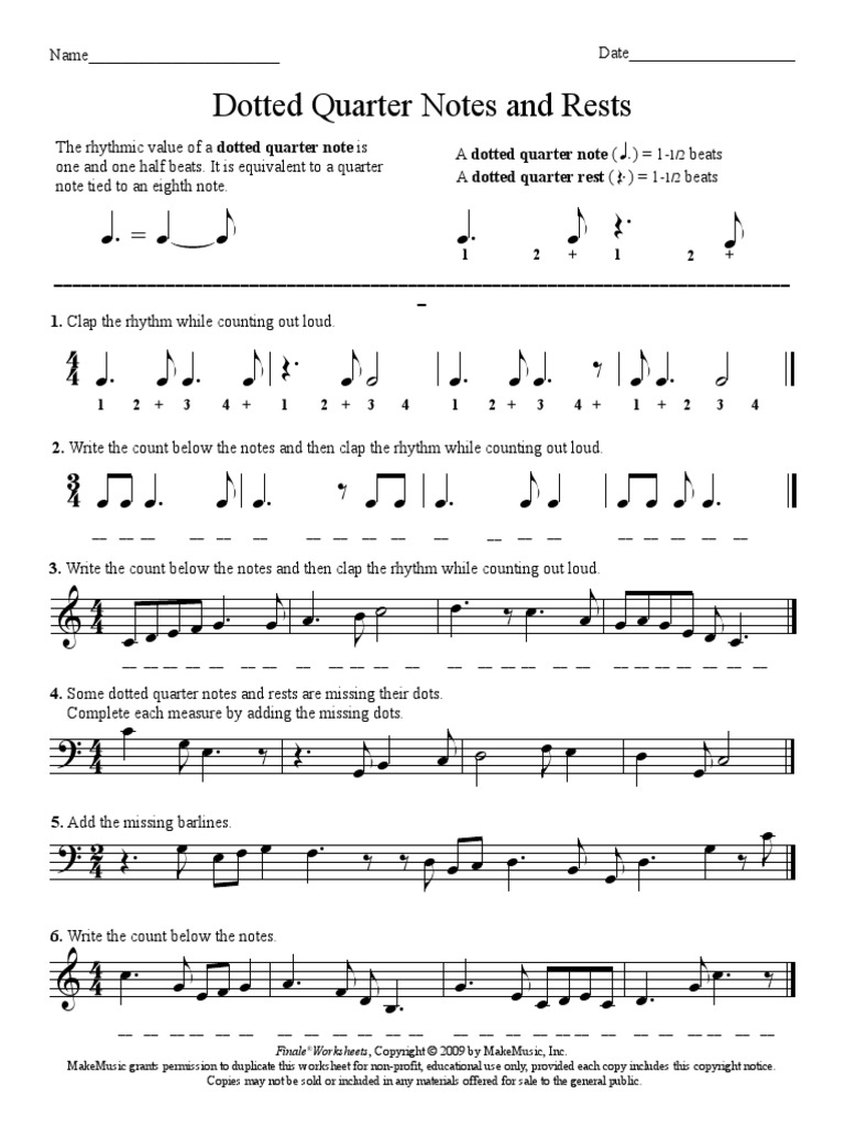 0023 Dotted Quarter Notes | PDF | Rhythm And Meter | Rhythm