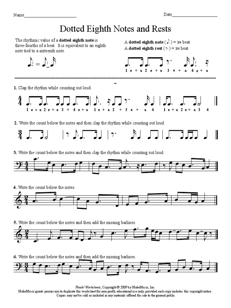 0024 Dotted Eighth Notes | Download Free PDF | Musical Compositions ...