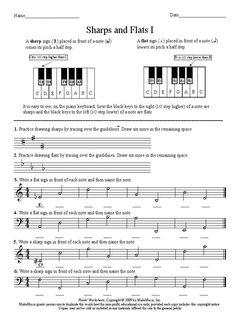 Sharps and Flats I: Raises Its Pitch A Half Step. Lowers Its Pitch A ...