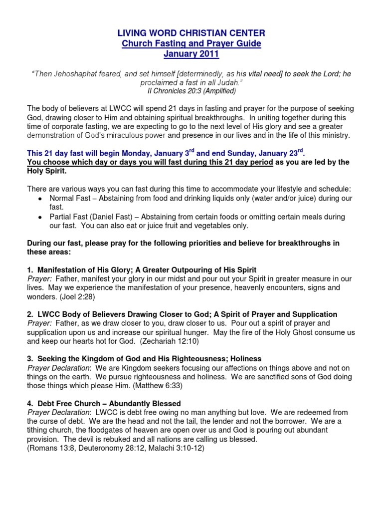 Church Fasting Prayer Guide 2011 PDF | PDF | Fasting | God In Christianity