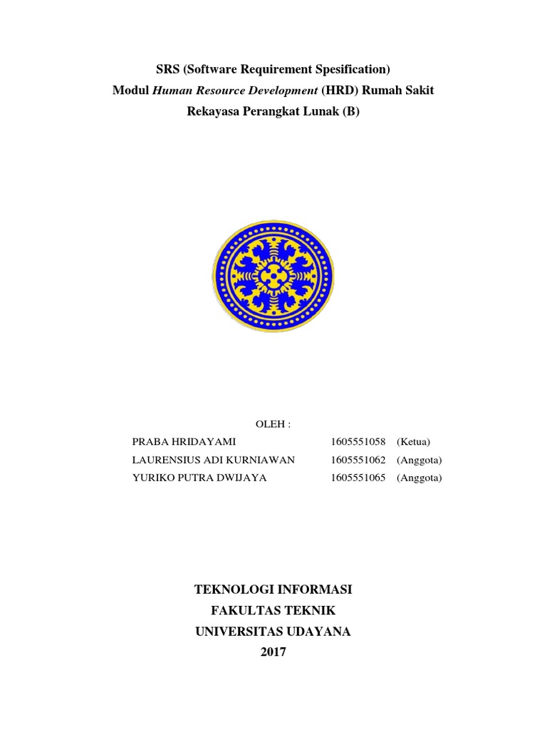 SRS - Modul HRD Sistem Informasi Rumah Sakit | PDF | Komputer | Teknologi & Rekayasa