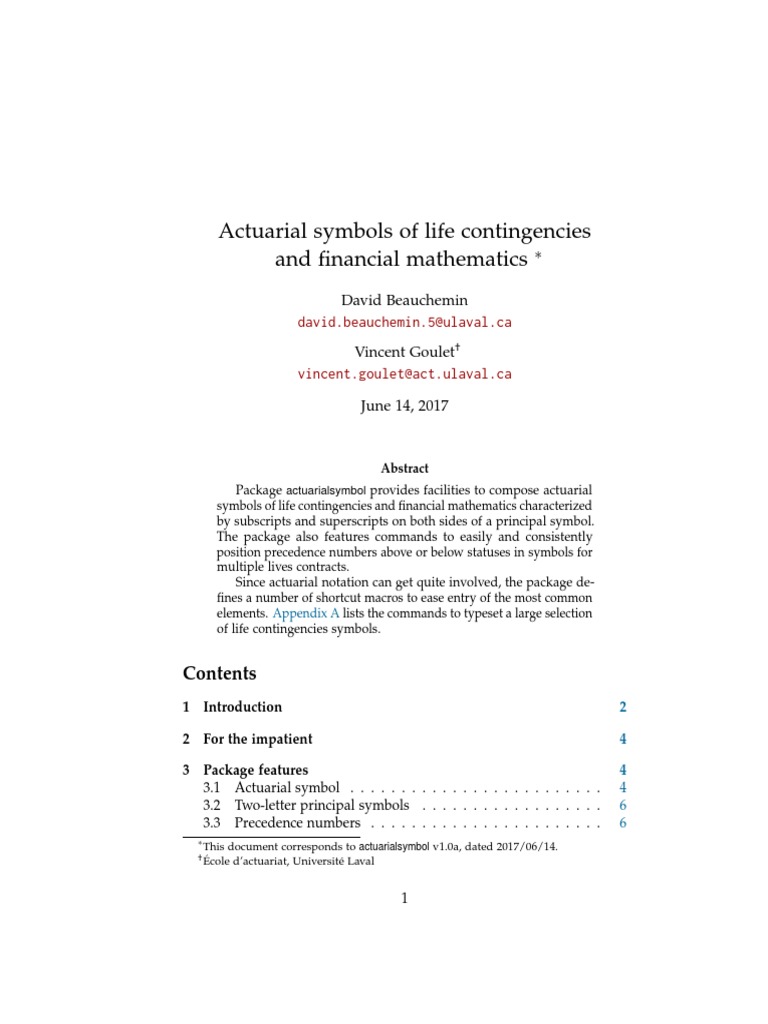 Actuarial Symbols Package | PDF | Typography | Notation