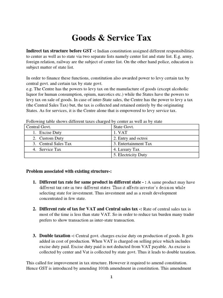 GST Notes For Sem 4 | PDF | Value Added Tax | Excise