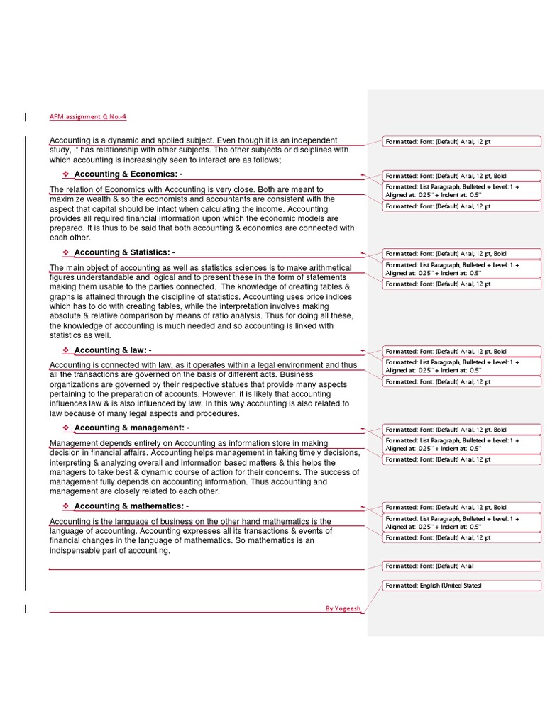 Accounting Relationship With Other Disciplines | PDF | Arial | Economics