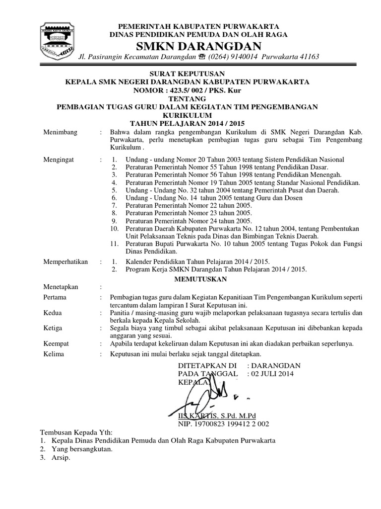 SK Tim Penyusun KTSP | PDF