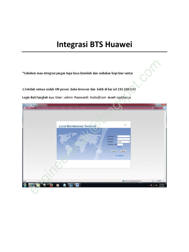 Panduan Integrasi BTS Huawei | PDF
