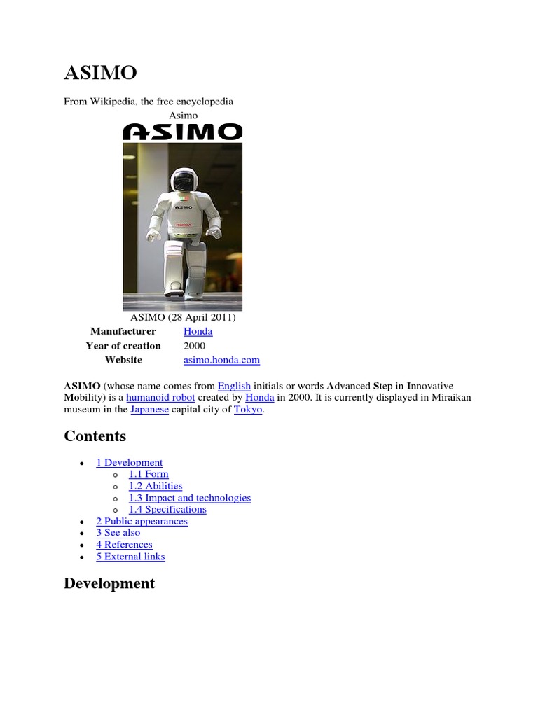 Asimo | PDF | Computing And Information Technology | Science