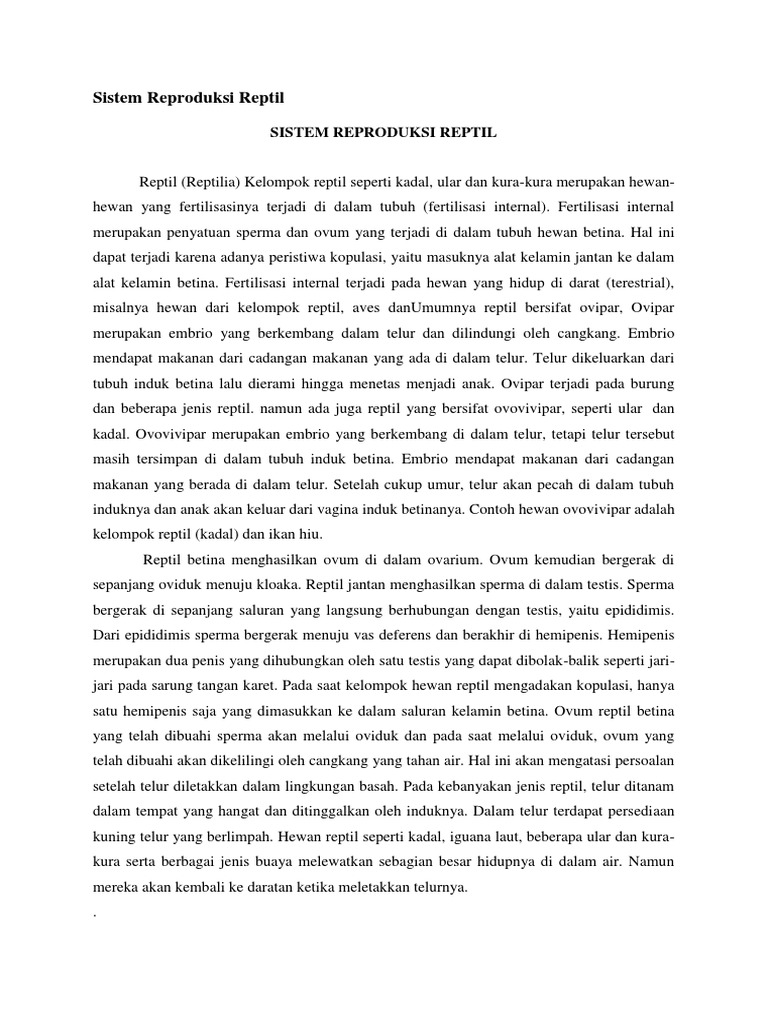 Reproduksi dan Sistem Genitalia Reptil | PDF