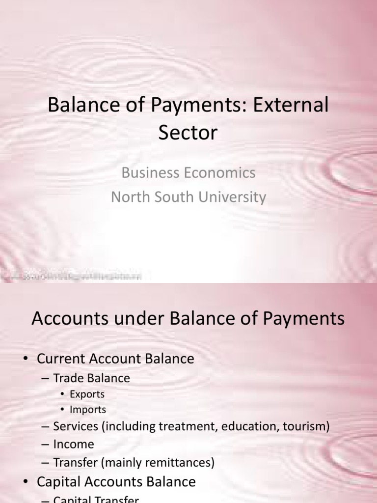 Balance of Payments: External Sector: Business Economics North South ...