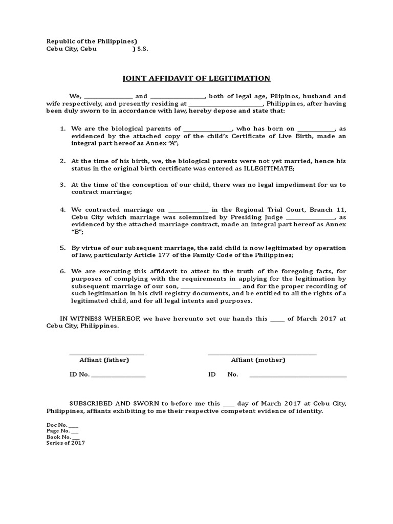 Joint Affidavit of Legitimation - For Upload | PDF