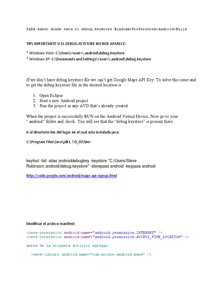 Para Saber Donde Esta El Debug Keystore Windows Preferences Android Build Pdf Android