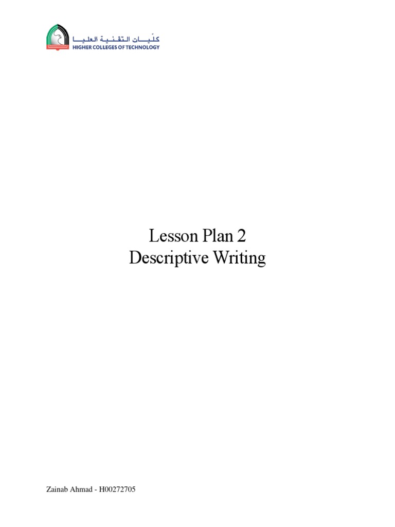 Lesson Plan 2 - Descriptive Writing | PDF | Lesson Plan | Applied ...