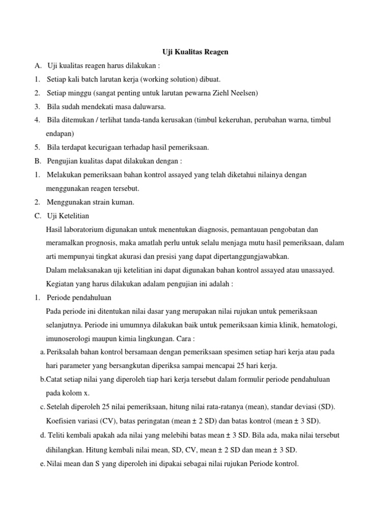 Uji Kualitas Reagen | PDF | Sains & Matematika