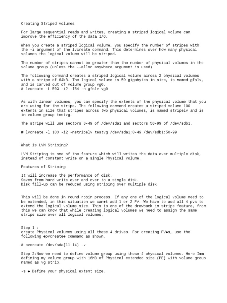 Striped Volume | Download Free PDF | Information Storage | Computer Data