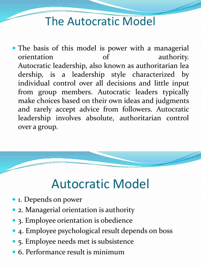 Autocratic Leadership Presentation | PDF