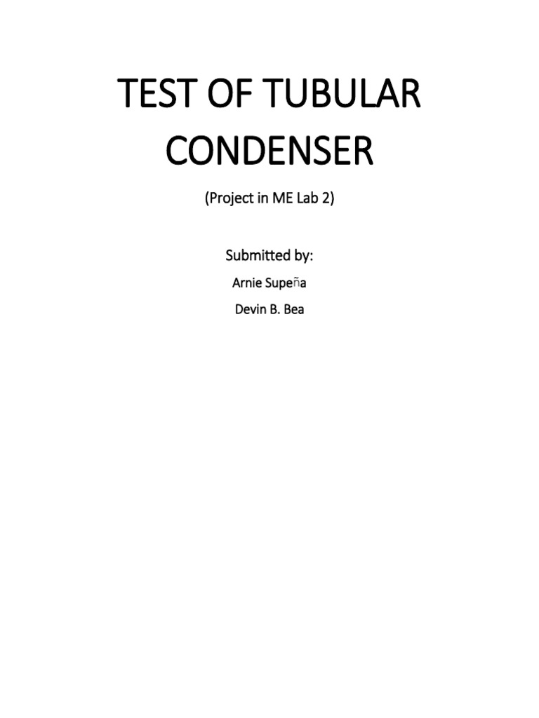 Tubular Condenser Testing Overview | PDF | Heat Exchanger | Engineering ...