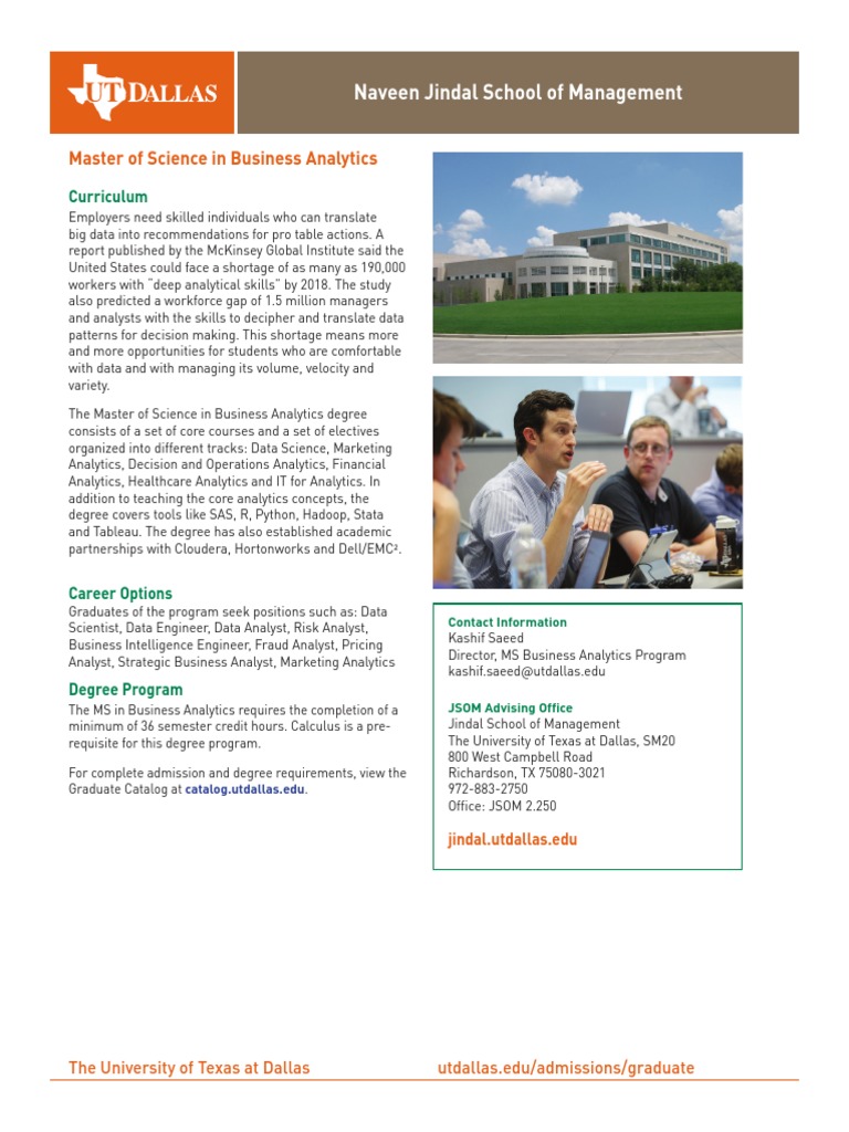 Ms Business Analytics | PDF | Master Of Science | Analytics