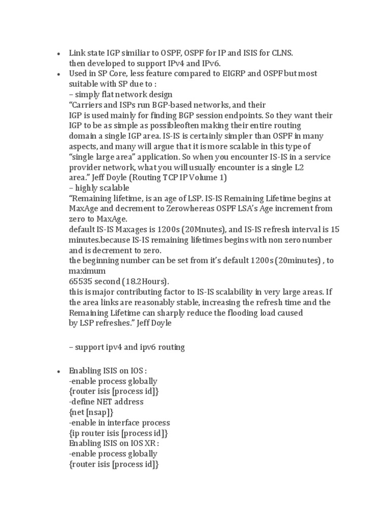 ISIS Routing Protocol Note - Intermediate Systems To Intermediate ...