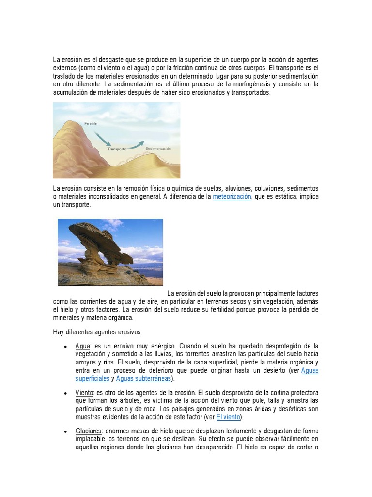 La Erosión Es El Desgaste Que Se Produce en La Superficie de Un Cuerpo ...