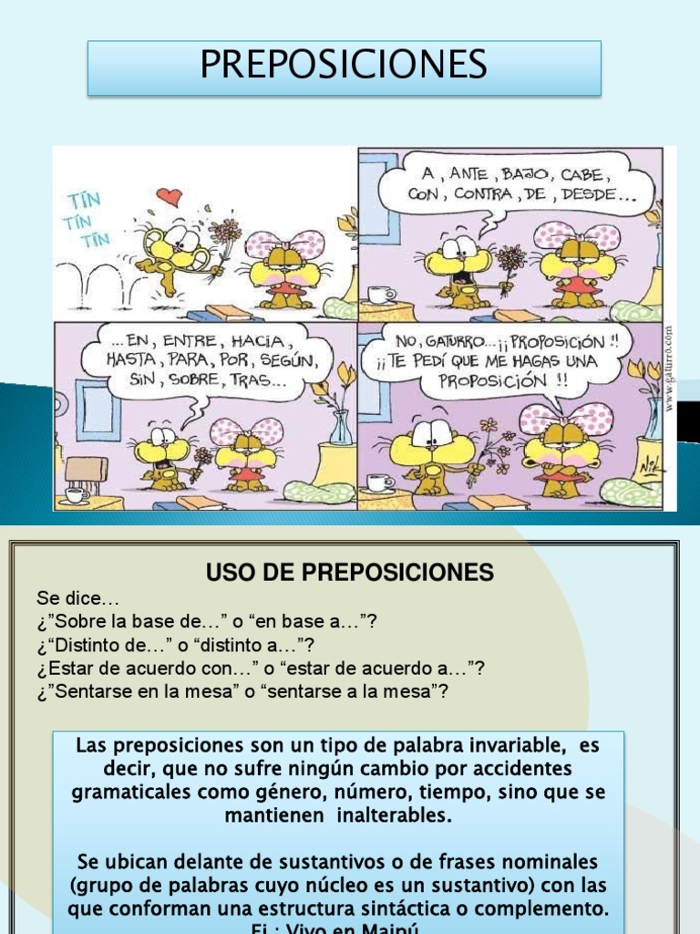 Texto Preposiciones | PDF | Preposición y Postposición | Palabra