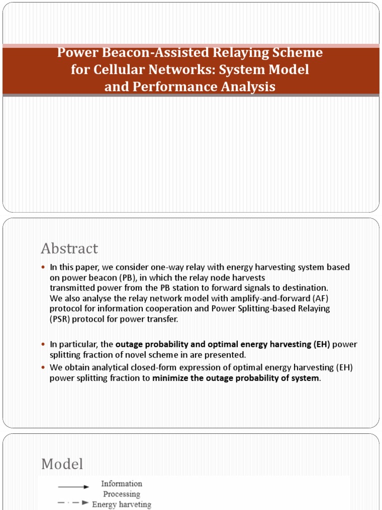 Power Beacon-Assisted Relaying Scheme | PDF | Signal To Noise Ratio | Telecommunications Engineering