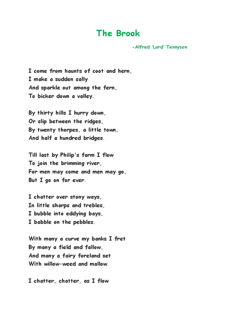 The Brook: - Alfred Lord' Tennyson | PDF | Poetry