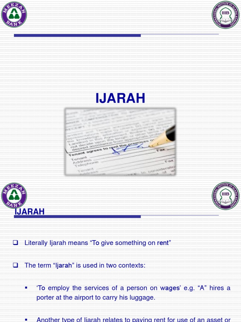 1 - Ijarah | PDF | Islamic Banking And Finance | Lease