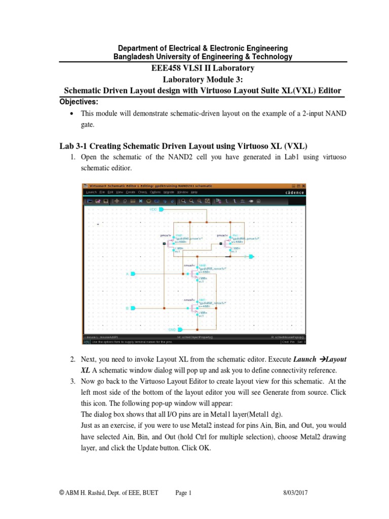 EEE458 VLSI II Laboratory Laboratory Module 3: Schematic Driven Layout Design With Virtuoso ...