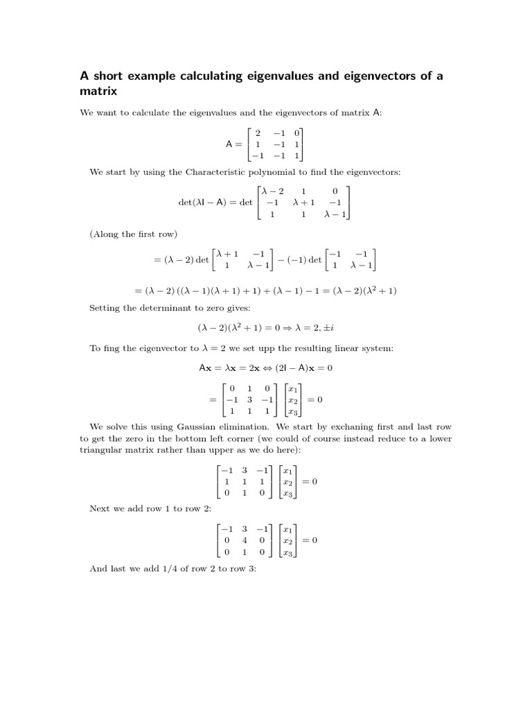 Eigen Calculation | PDF | Eigenvalues And Eigenvectors | Matrix (Mathematics)