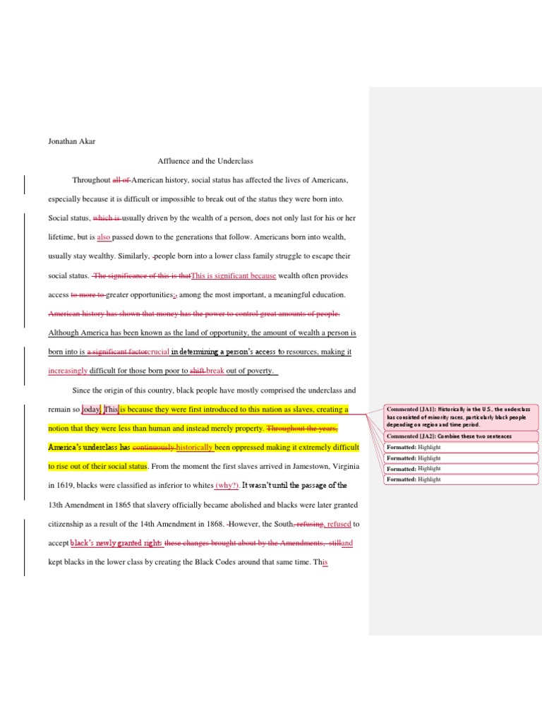 Robbins Essay | PDF | Wealth | Black People