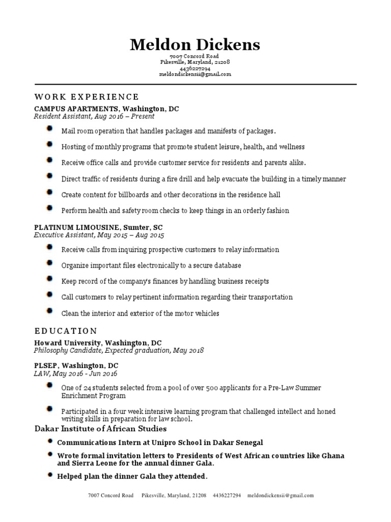 Meldon Dickens: Work Experience | Download Free PDF | Business