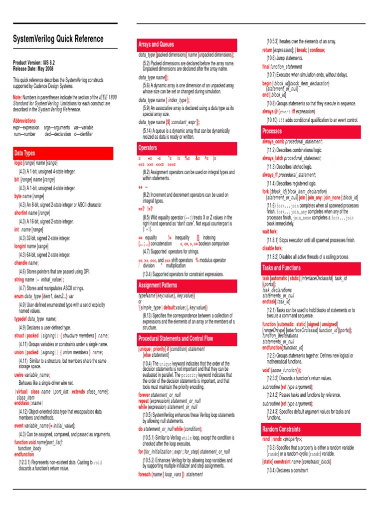 Systemverilog Qref PDF | PDF | Subroutine | Parameter (Computer Programming)