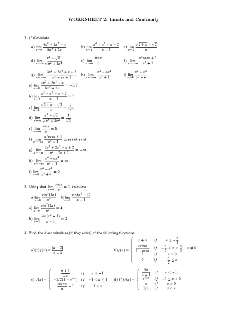 Worksheet 2 (Sol) | PDF | Maxima And Minima | Asymptote