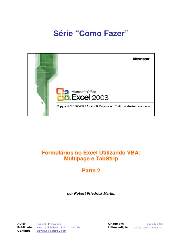 Formulários VBA: MultiPage e TabStrip | PDF | Microsoft Excel | Informação