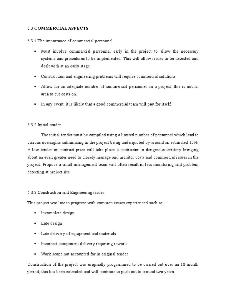 Commercial Aspects For The Project (MARR) | Download Free PDF | Business