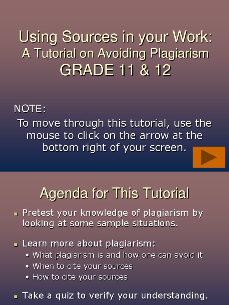Using Sources in Your Work: GRADE 11 & 12: A Tutorial On Avoiding ...