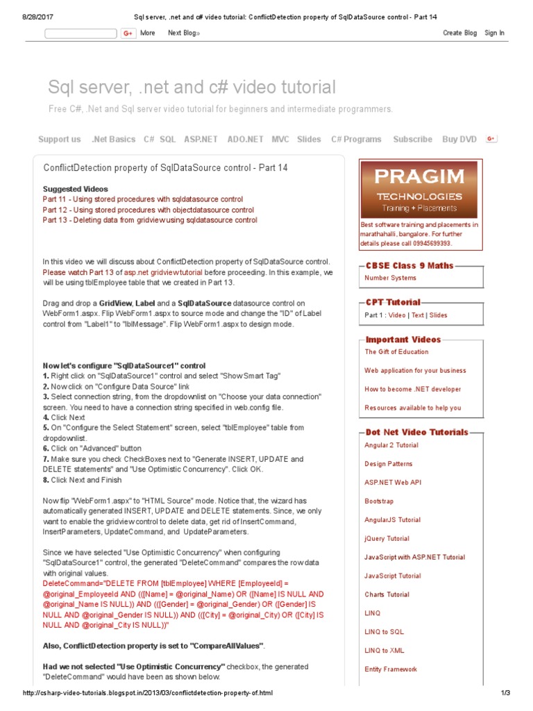 Conflictdetection Property of Sqldatasource Control - Part 14 | PDF | Entity Framework | Software