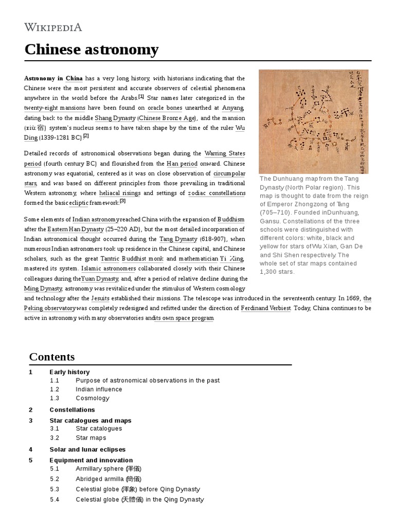 Chinese Astronomy | PDF | Astronomy | Physical Sciences