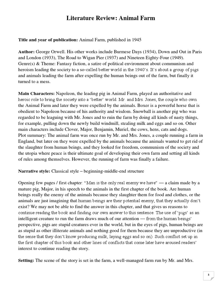 Literature Review Animal Farm | PDF | Social Science | Young Adult