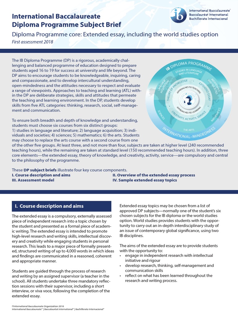 International Baccalaureate Diploma Programme Subject Brief | PDF | Educational Assessment | Essays