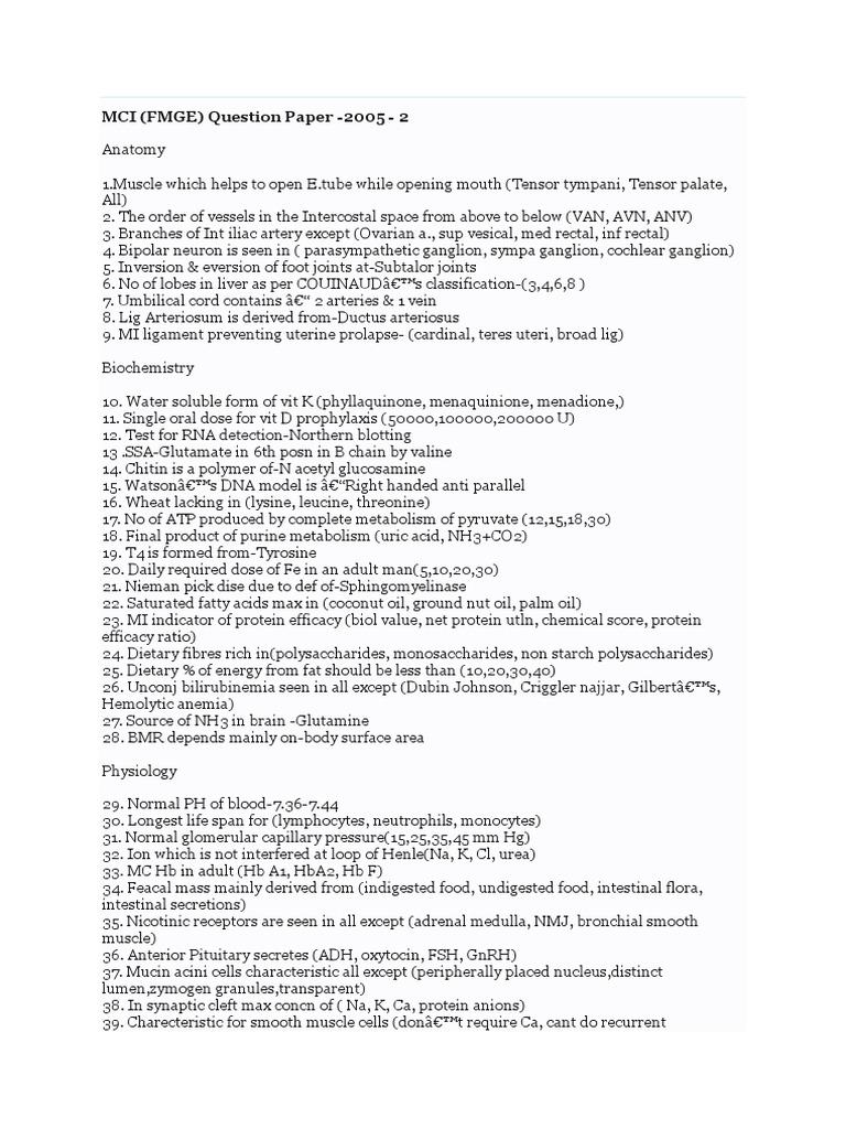 MCI Screening Test 2005-1 | PDF | Epithelium | Clinical Medicine