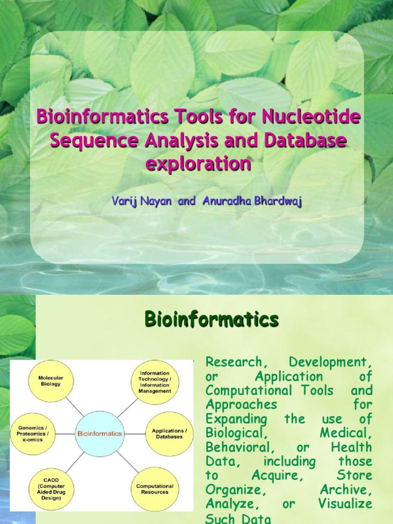 Bioinformatics Tools For Nucleotide Sequence Analysis and Database ...