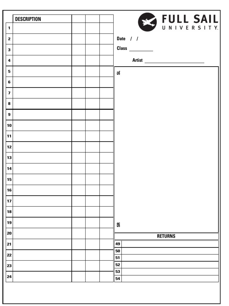Stage Chart Input List 24 Channel Form | PDF