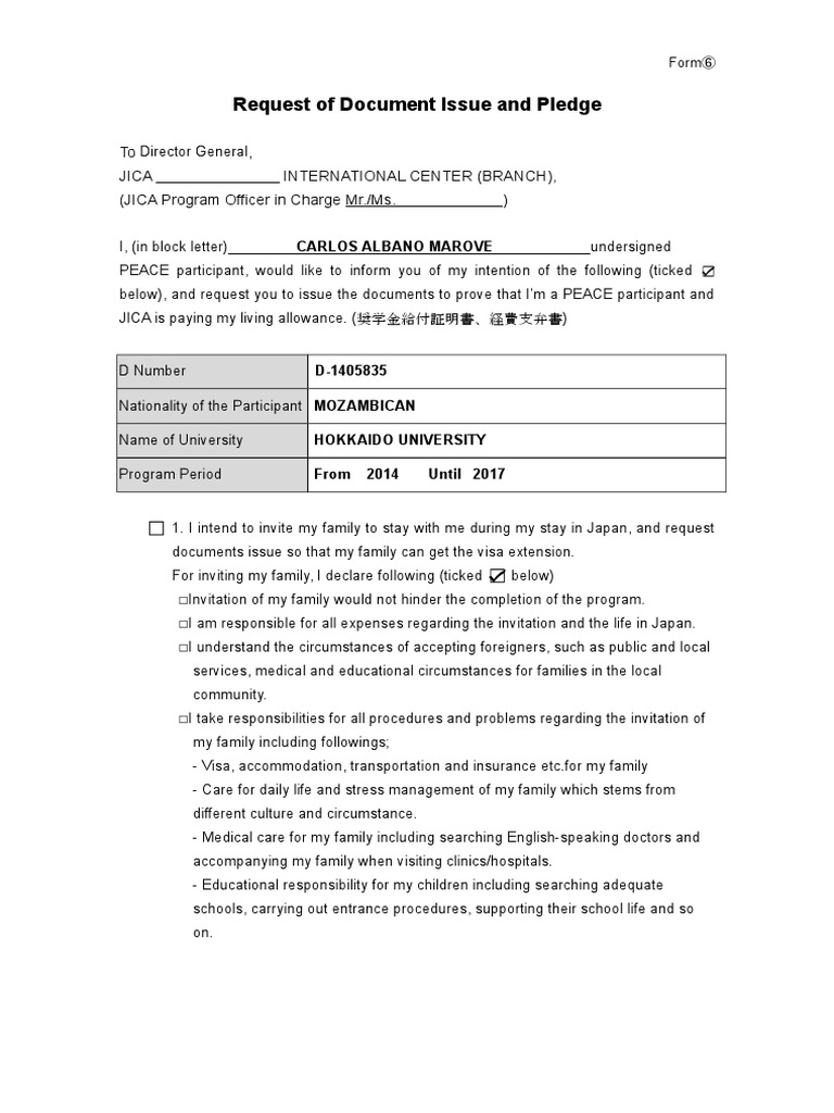 Request of Document Issue and Pledge | Download Free PDF | Travel Visa ...