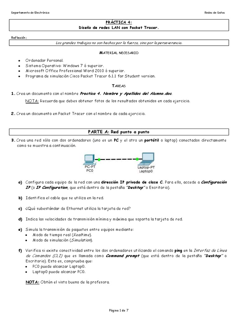 Práctica 4. Diseño de Redes LAN Con Packet Tracer | Descargar gratis PDF | Dirección IP ...