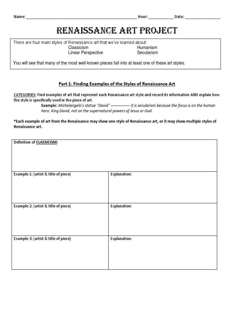 Renaissance Art Organizer | PDF | Renaissance Art | Renaissance