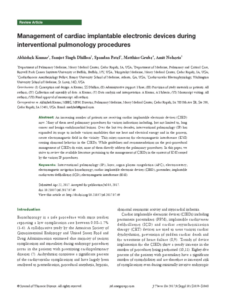 Management of Cardiac Implantable Electronic Devices During ...