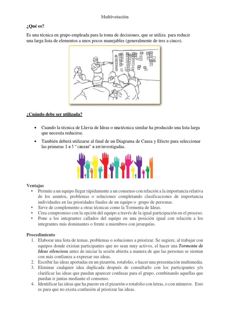 Multivotación | PDF | Lluvia de ideas | Toma de decisiones