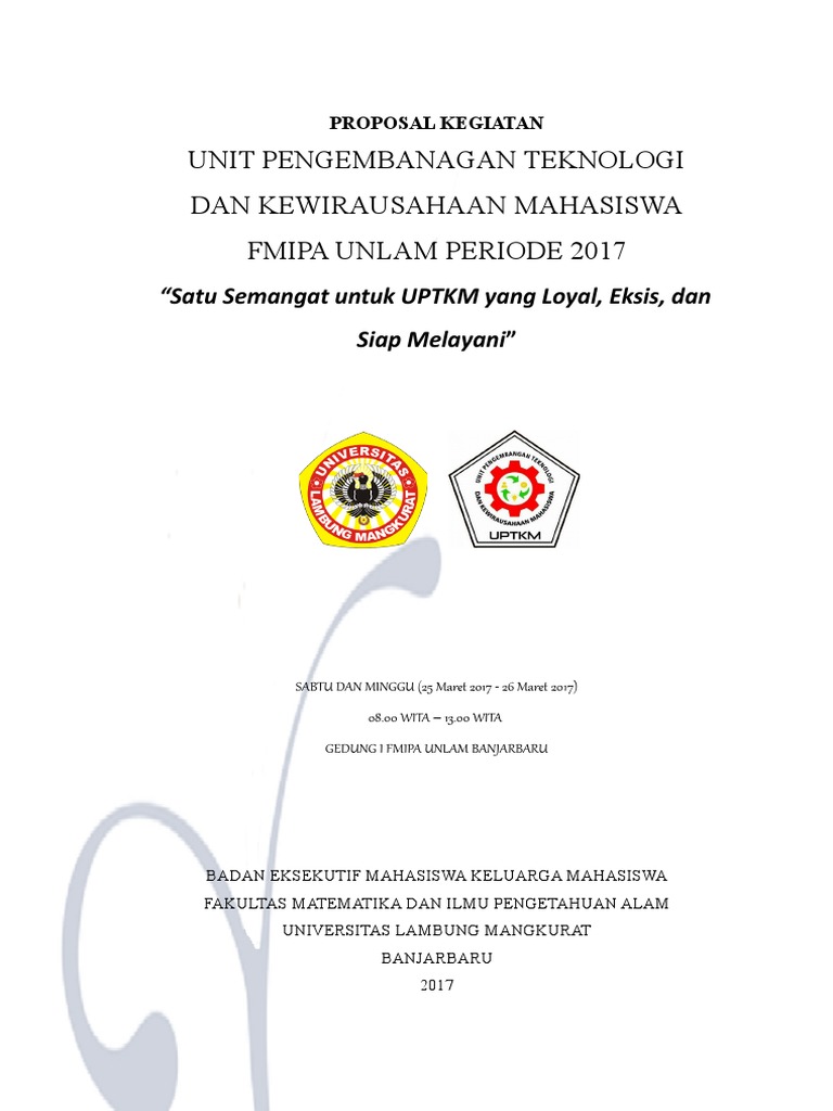 Contoh Cover Proposal Raker 2017 | PDF
