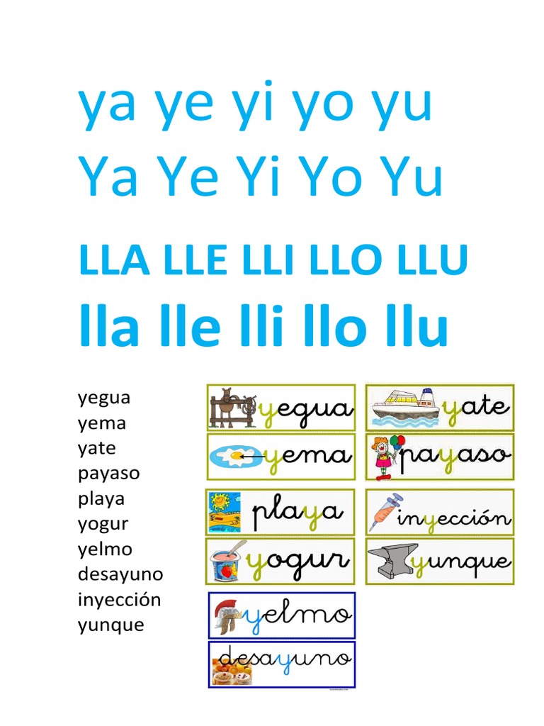 Ya Ye Yi Yo Yu Palabras